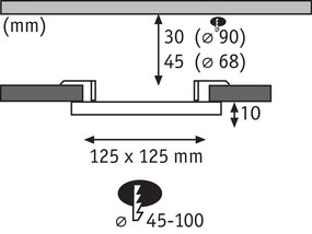 Paulmann 92397 Veluna VariFit, hranaté zápustné svítidlo, 8,5W LED 4000K, 12,5x12,5cm, IP44