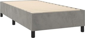 Box spring postel s matrací a LED světle šedá 90x190 cm samet 3136095
