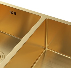 Erga HD, 2-komorový ocelový dřez 800x450x210 mm, zlatá, ERG-MLS-HD8045G