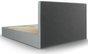 Světle šedá látková dvoulůžková postel MICADONI Pyla 140 x 200 cm s úložným prostorem
