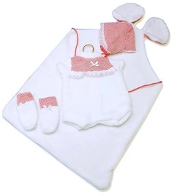 Llorens Obleček pro panenku miminko New Born velikosti 40-42 cm 3dílny červený