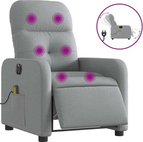 Elektrické masážní polohovací křeslo světle šedé textil 3206786