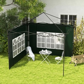 Outsunny Boční Zdi pro Altán 3x3 m a 3x6 m - Sada 2 Stěn s Okny 293x193 cm Tmavě Zelená