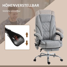 Vinsetto kancelářská židle s vibrační masáží, ergonomická kancelářská židle s funkcí sklápění a vytápěním, nastavitelná otočná židle s opěrkou na noh…
