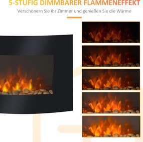 HOMCOM Elektrokamin Krb Krbová kamna Elektrický nástěnný krb 65 x 11,4 x 52 cm