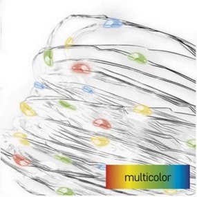 Vánoční osvětlení EMOS D3AM04 ZY1951 20LED nano řetěz stříbrný 1,9m 2xAA multicolor s časovačem