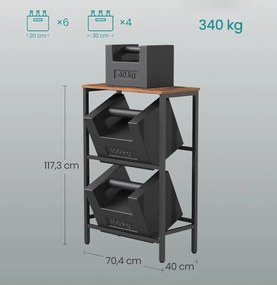 Kuchyňský regál na přepravky Jogin 70,4 cm černý/hnědý