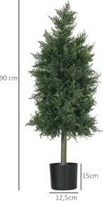 HOMCOM sada 2 umělých cedrů v květináči, výška 90 cm, jehličnan, 38L x 12,5B x 90V cm