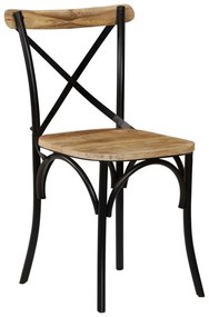 Petromila Židle s křížem 4 ks černé masivní mangovníkové dřevo