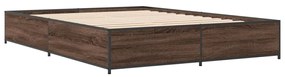 Rám postele hnědý dub 140 x 200 cm kompozitní dřevo a kov