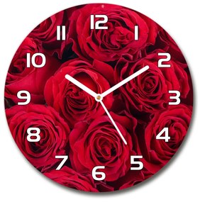 Wallmuralia Skleněné nástěnné hodiny kulaté Růže fi 30 cm