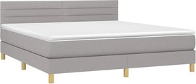 Box spring postel s matrací a LED světle šedá 180x200 cm textil 3133813