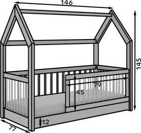 ADRK Furniture Postel Domek Graja s matrací