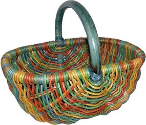 Košíkárna Košík nákupní ratanový zelenožlutý 37x27 cm