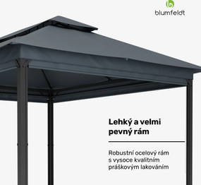 Blumfeldt Grandezza Cortina zahradní altán 3x4 m, odolný proti povětrnostním vlivům, práškově lakovaný, boční rolety