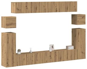 Sada 8 kusů nástěnné TV skříňka dub artisan kompozitní dřevo 3329148