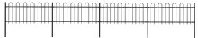 Zahradní plot s obloukem nahoře ocelový 714,5 x 80 cm černý