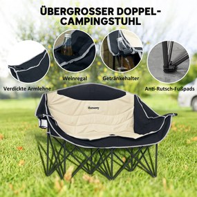 Skládací židle skládací 2místná kempingová židle s držákem na kelímek Přepravní taška do 250 kg nosnosti Khaki