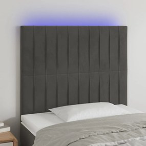 Čelo postele s LED tmavě šedé 100x5x118/128 cm samet 3122705