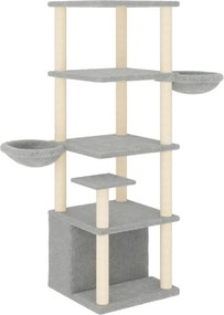 Škrabadlo pro kočky se sisalovými sloupky světle šedé 147 cm 171781