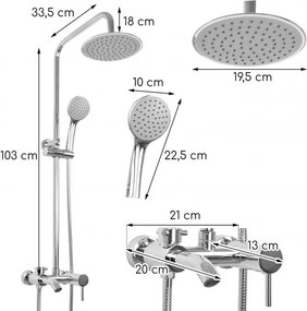 Erga Mutabi, sprchový set s baterií, hlavovou sprchou 20×20 cm a výtokem, chromová, ERG-YKA-BP.MUTABI-20-CHR