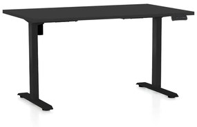 Výškově nastavitelný stůl OfficeTech B, 140 x 80 cm, černá podnož, černá