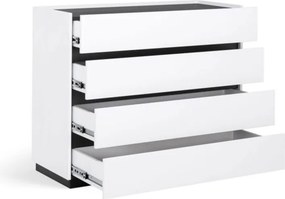 Komoda 4šx bílý supermat, antracit Duo