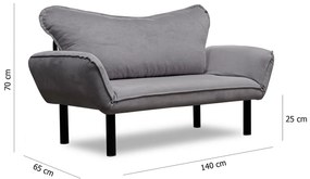 Designová rozkládací pohovka Wenda 140 cm šedá