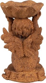 Svícen dekorativní rezavá figurka anděl - 7*7*12 cm