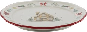 Vánoční keramický dezertní talířek Chalet de Noël – Ø 20,5*2 cm