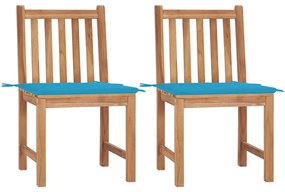 Zahradní židle 2 ks s poduškami masivní teakové dřevo,  3062920