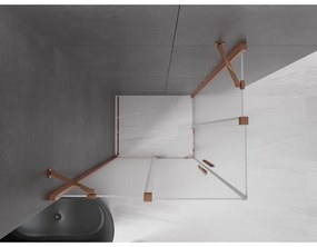 Mexen Velar Duo, sprchový kout s posuvnými dveřmi 100 x 90 cm, 8mm sklo námraza, růžové zlato, 871-100-090-32-60