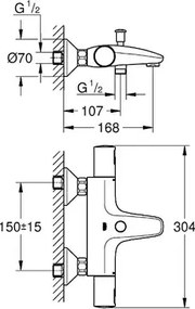 Grohe QuickFix Precision Start - Termostatická vanová baterie matná če