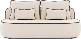 Hnědá/krémová sametová rozkládací/s úložným prostorem pohovka 210 cm Saga – Ropez