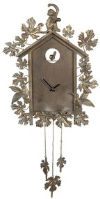 Zlaté antik nástěnné dekorační hodiny ve tvaru kukaček - 36*8*86 cm / 1*AA