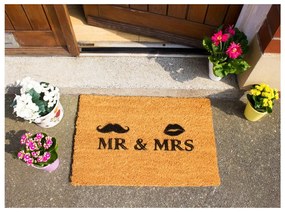 Rohožka z přírodního kokosového vlákna Artsy Doormats Mr and Mrs, 40 x 60 cm