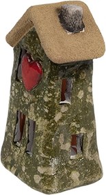 Dekorace zelený keramický domeček - 5*5*10 cm