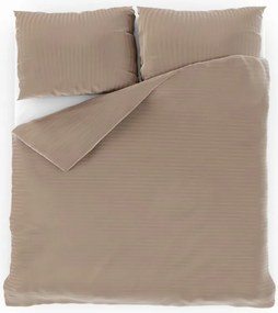 Kvalitex Saténové povlečení Stripe béžová, 240 x 220 cm, 2 ks 70 x 90 cm