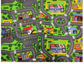 Vopi | Dětský koberec City life - 133x133 cm, zelenošedý