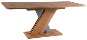SIGNAL Jídelní stůl rozkládací - EXEL, 140/180x85, dub votan/stříbrná