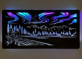 Li-Go "Polární záře" světelný obraz RGBW s baterií 120x60cm provedení povrchu: dub světlý