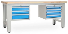 Dílenský stůl Solid OAK-34, 210 cm, 2 závěsné boxy, dub