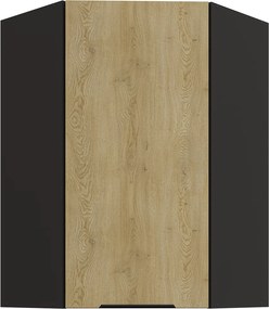CREMONA cc | horní kuchyňská skříňka 60x60 GN-90 1F (45°) rohová s policemi | 60x60 cm | VYSOKÁ | černá/cremona