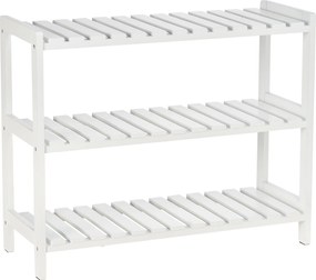 HOMCOM Dřevěná Botník 3-patrový Regál na Boty pro 9 Párů do Předsíně 70x26x57.5 cm Bílý | Aosom