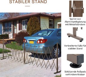 Outsunny Nůžková zábrana Nůžková zábrana výsuvná 52-405cm Zahradní hliníková hnědá H103,5cm | Aosom