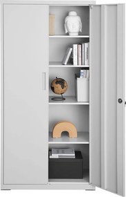 Komoda 80x40x180cm, kov, bílá, AUS-E1115 GREY