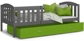 DOBRESNY Dětská postel KUBU P 200x90 cm ŠEDÁ-ZELENÁ