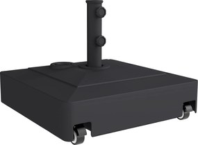 Outsunny čtvercový stojan na slunečník s kolečky – HDPE, plnitelný, pro tyče Ø35/38/48 mm, černý | Aosom