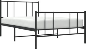 vidaXL Kovový rám postele s hlavovým a nožním čelem 90 x 200 cm [352491] Barva: Černá