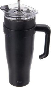 Nerezový termohrnek s brčkem TERMO 1,2 l, černý